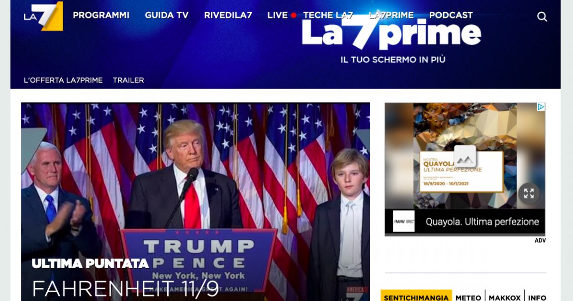 La7 Prime tv on demand gratis: film, documentari e serie tv sull'attualità